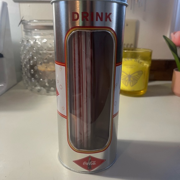 Kitchen | Vintage Cococola Canister With Straws | Poshmark